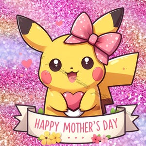 Pikachu Mothers Day, Pika-chu Png, Pikachu Moms Day, Pikachu Heart SVG ...