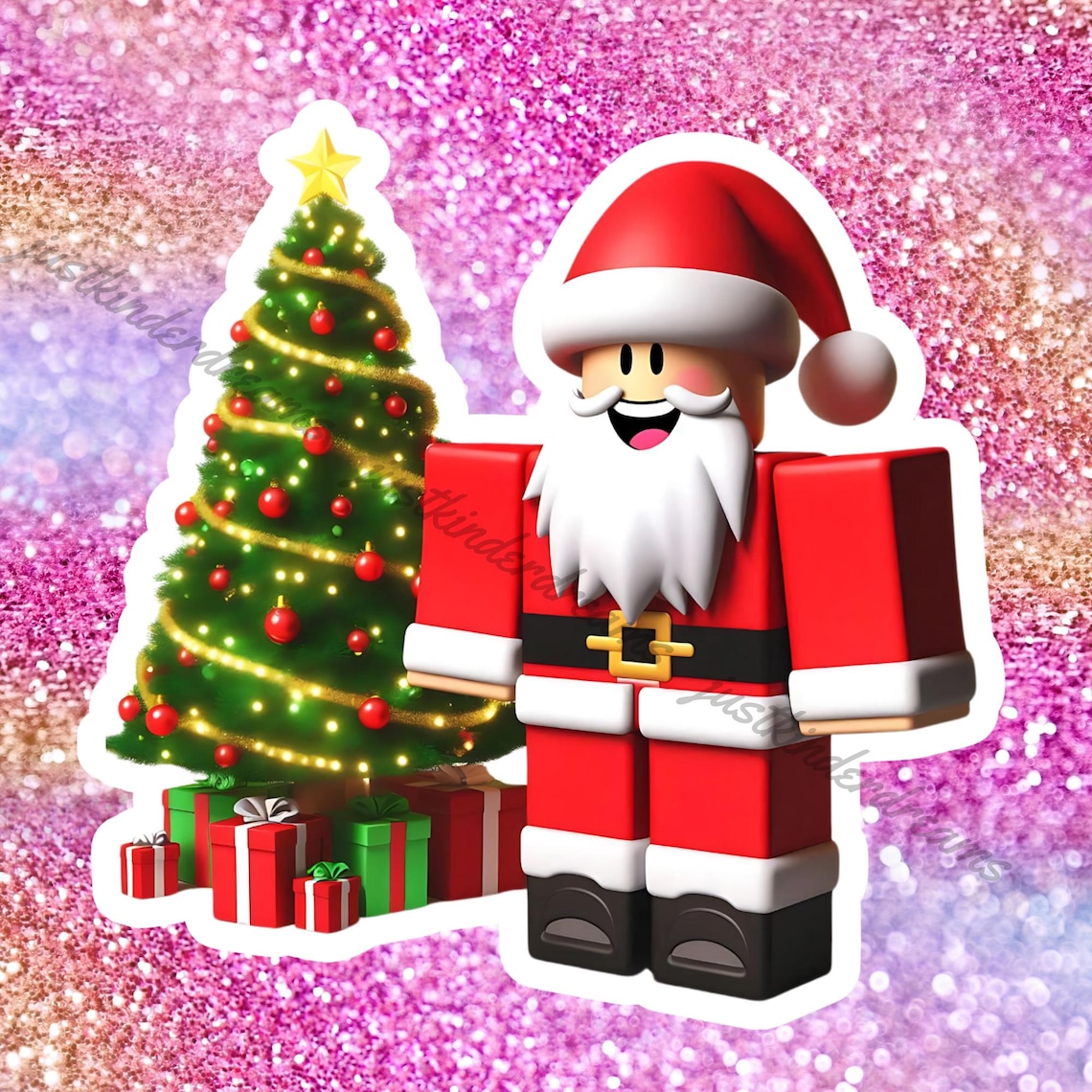 Roblox Christmas Tree Sticker, Holiday Christmas Roblox Digital Sticker ...