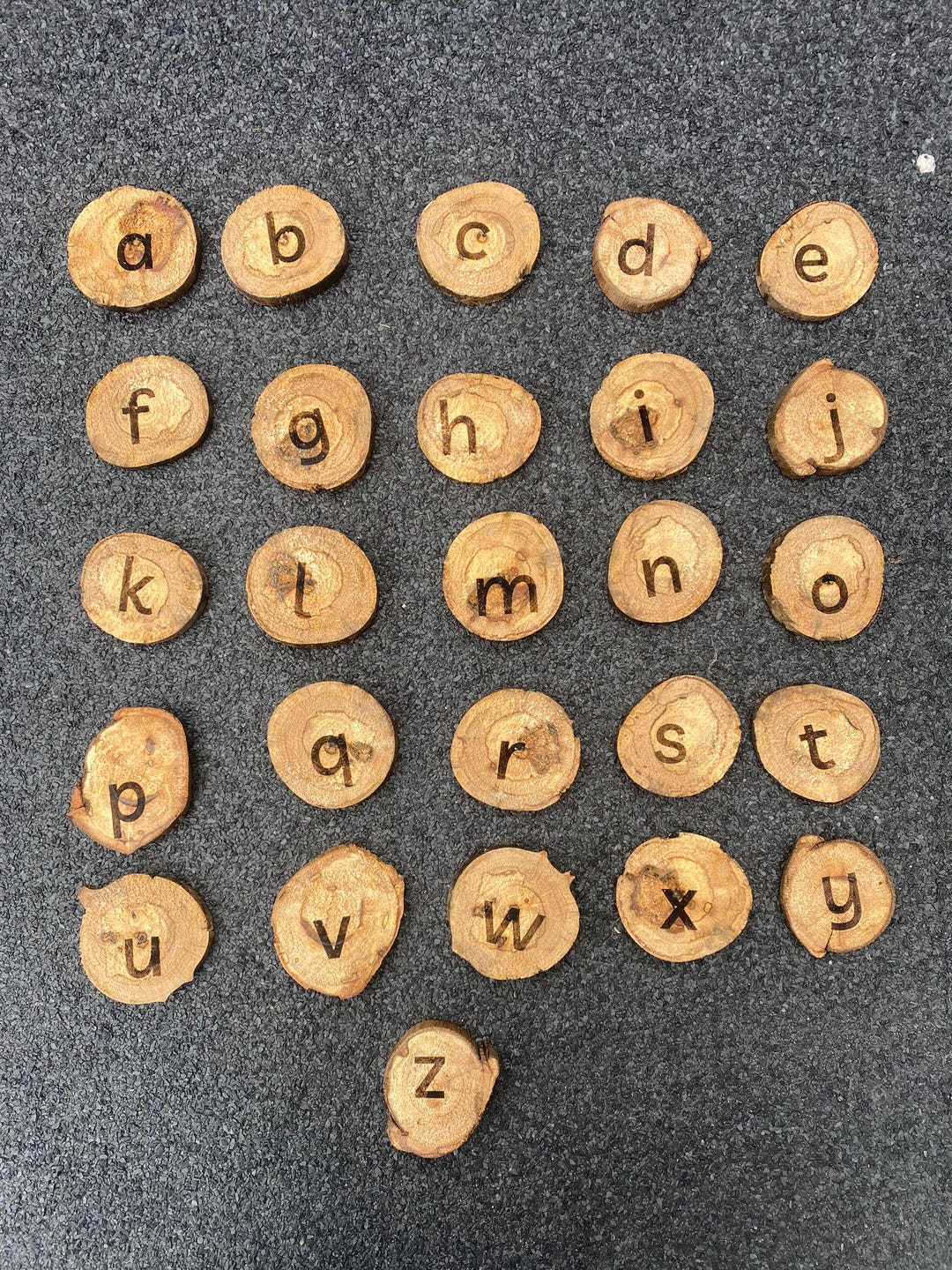 Alphabet Wood Cookies - Alphabet Capitals and Lowercase - Wooden Log ...