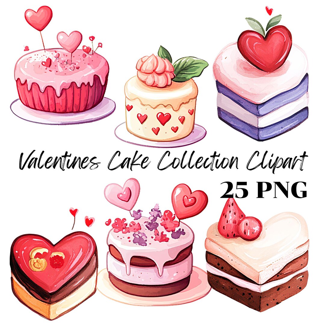 25 Cute Valentine’s Day Cake Clipart Pngs. Perfect for Cards ...