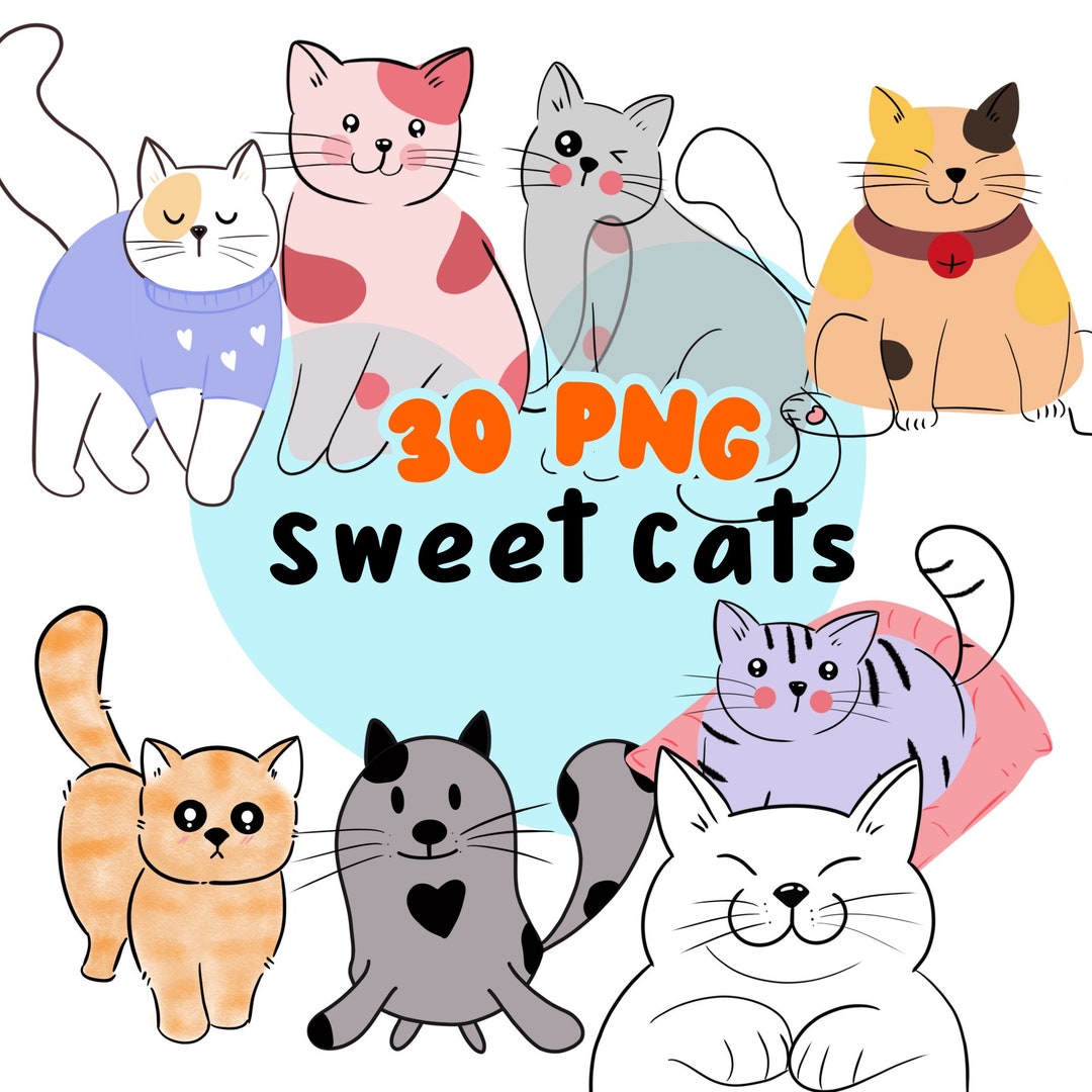 Cute Cats Clipart Bundle | 30 PNG Files, Perfect for Card Making ...