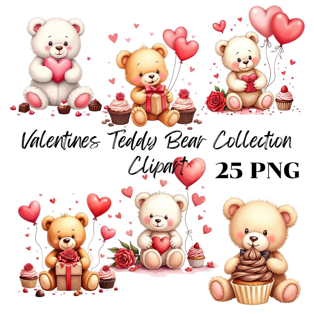 25 Adorable Valentines Day Bear Clipart Romantic and Cute PNG ...