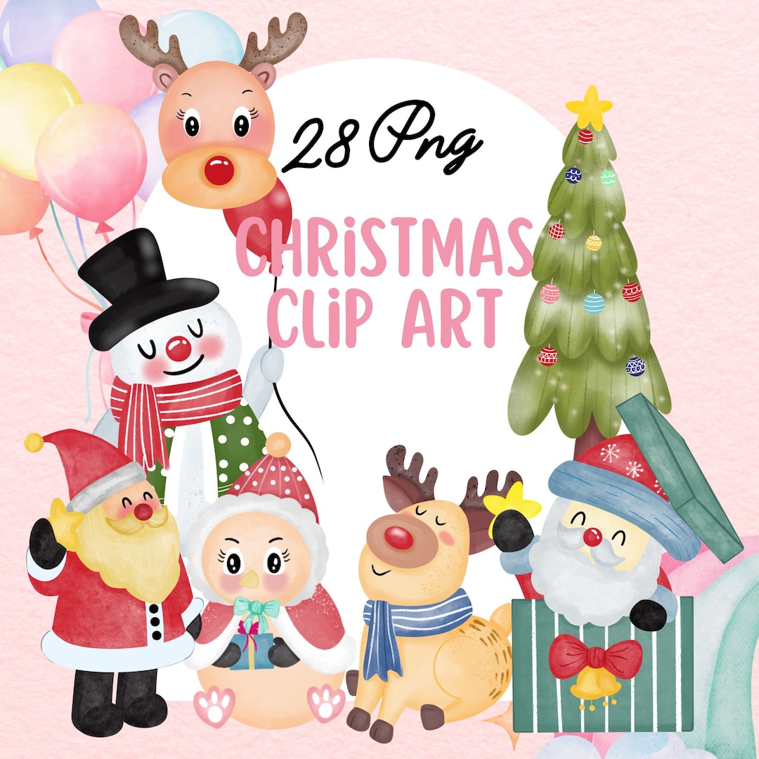 Christmas Clip Art Set, 28 Pieces | Transparent PNG | Digital Download ...