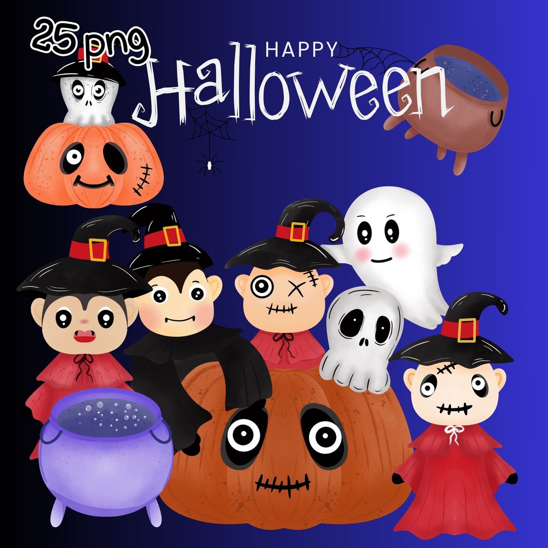 Halloween Clip Art Set, 25 Pieces | Transparent PNG | Digital Download ...