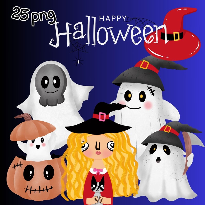 Halloween Clip Art Set, 25 Pieces | Transparent PNG | Digital Download ...