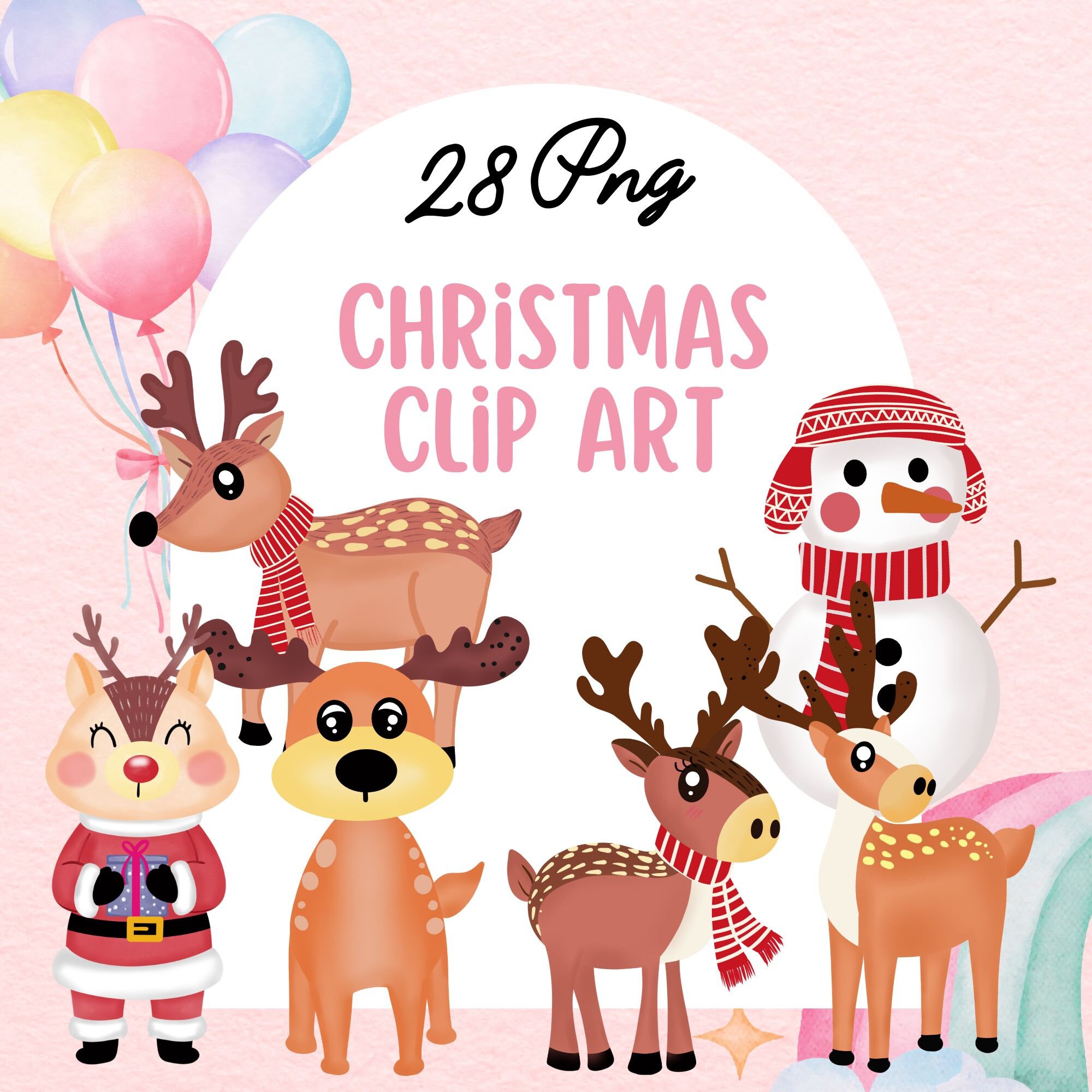 Christmas Clip Art Set, 28 Pieces | Transparent PNG | Digital Download ...