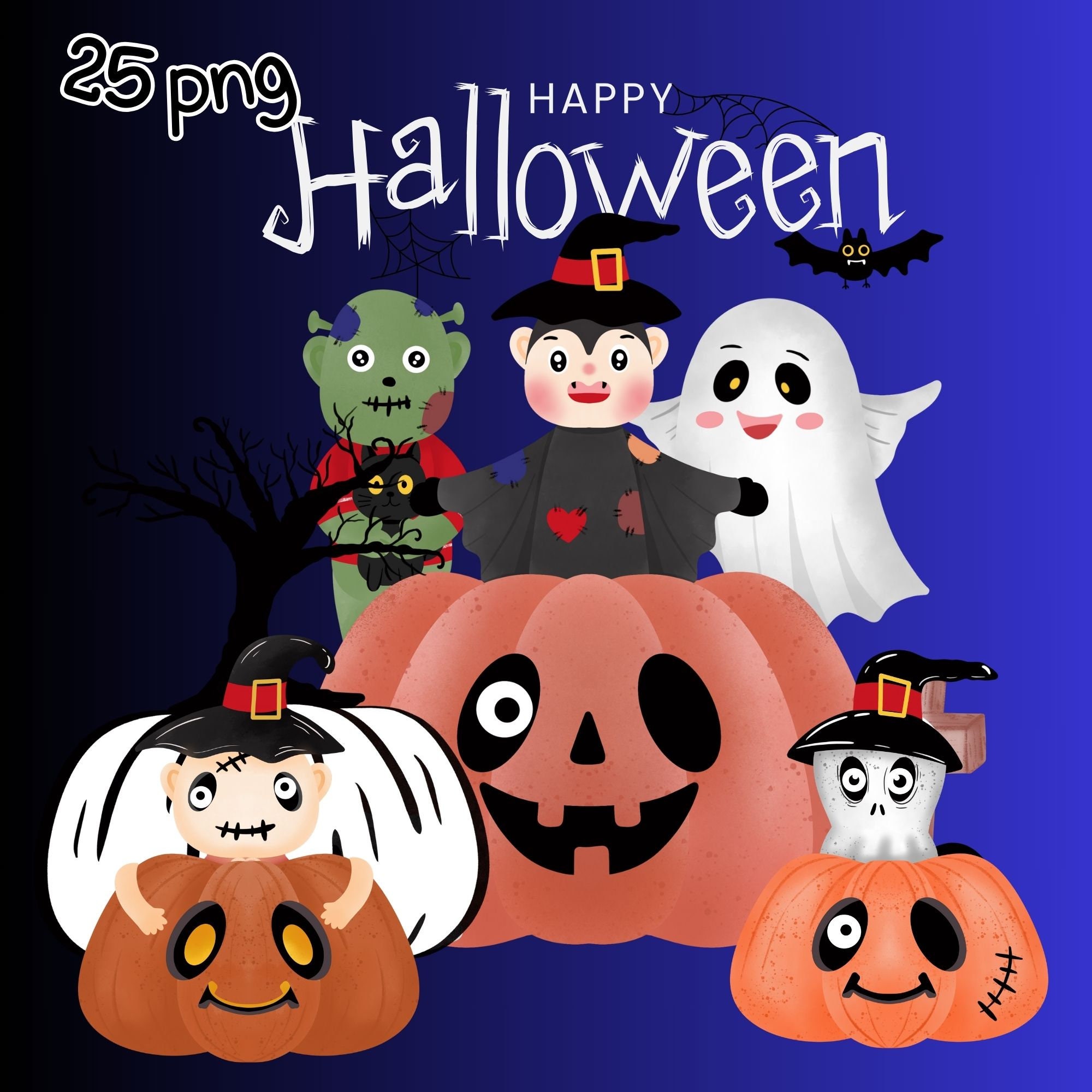 Halloween Clip Art Set, 25 Pieces | Transparent PNG | Digital Download ...