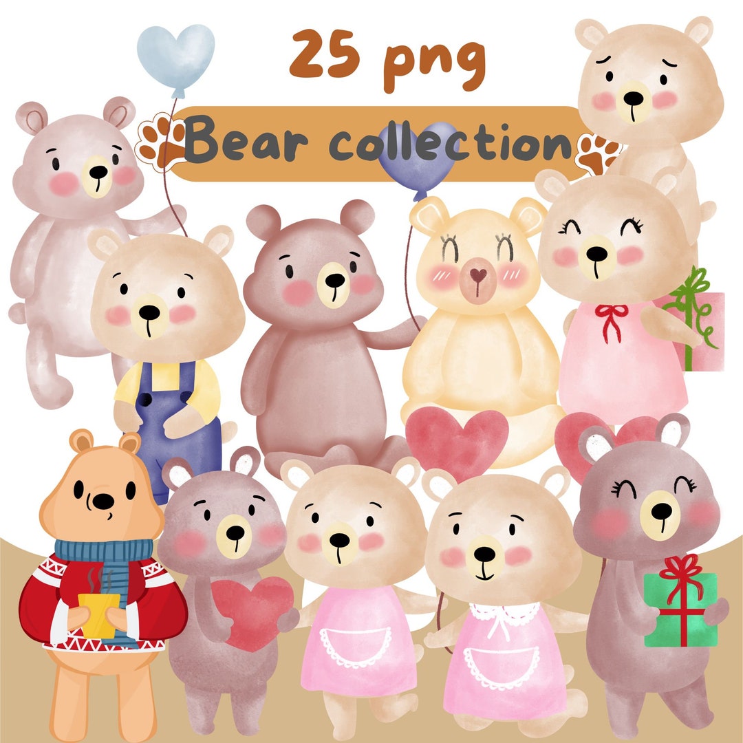 Family Bear Clip Art Set, 25 Pieces | Transparent PNG | Digital ...