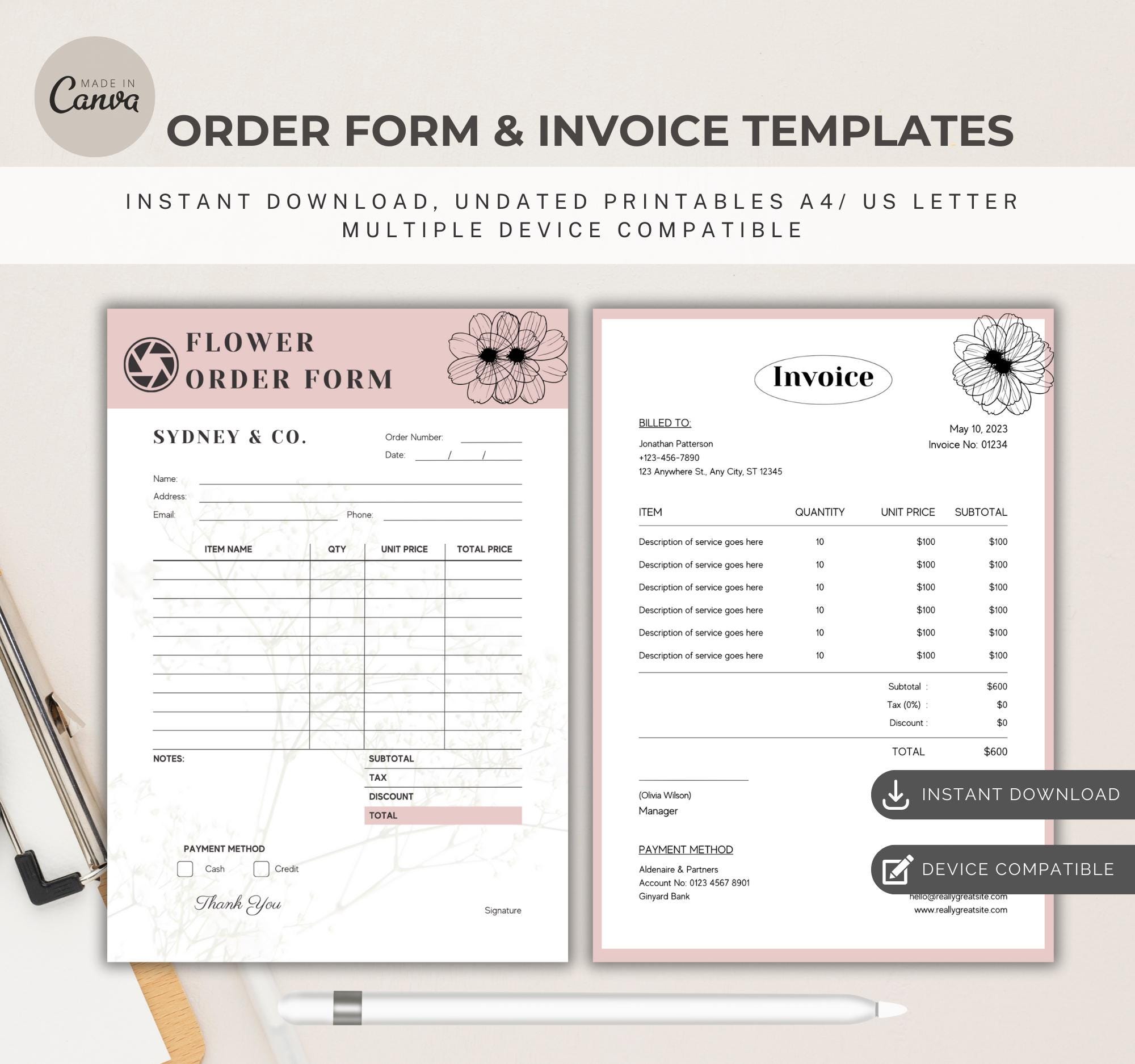 Order Form and Invoice Templates, Printable Small Business Forms ...