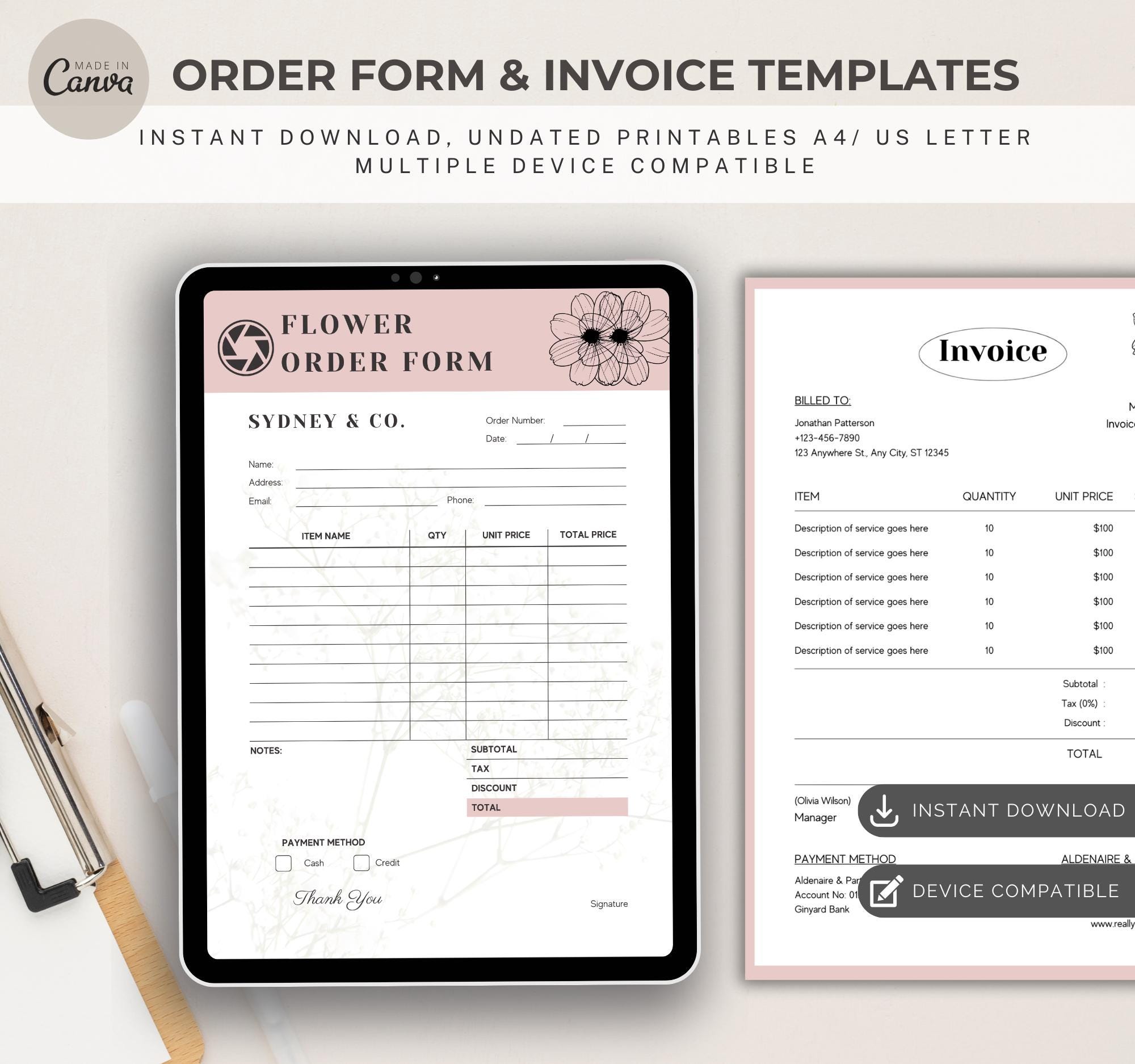 Order Form and Invoice Templates, Printable Small Business Forms ...