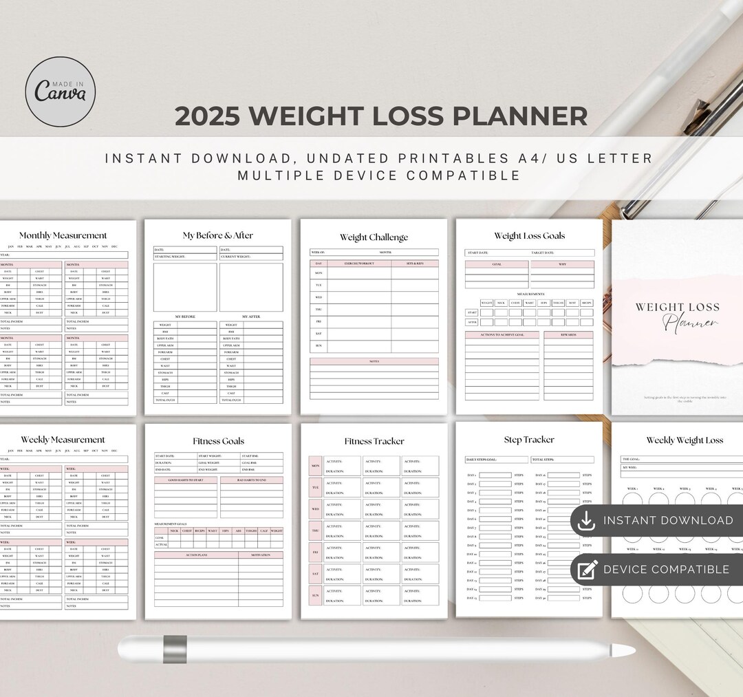Printable Weight Loss Planner | Fitness Journal | Daily Meal Tracker ...