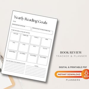 Printable Yearly Book Review Journal | Reading Log | Book Tracker ...