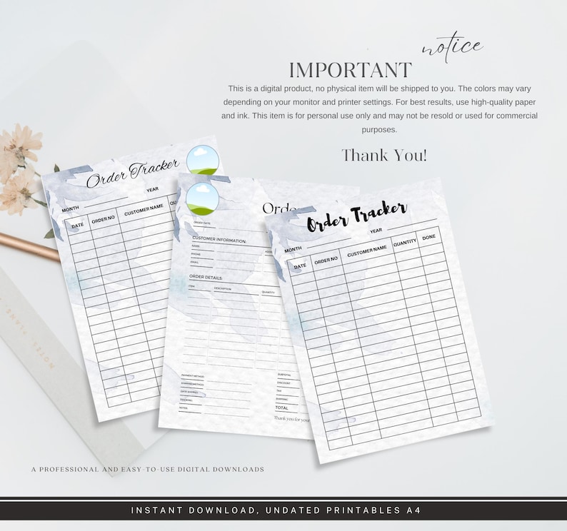 Order Forms and Tracker, Printable Small Business Forms, Templates ...