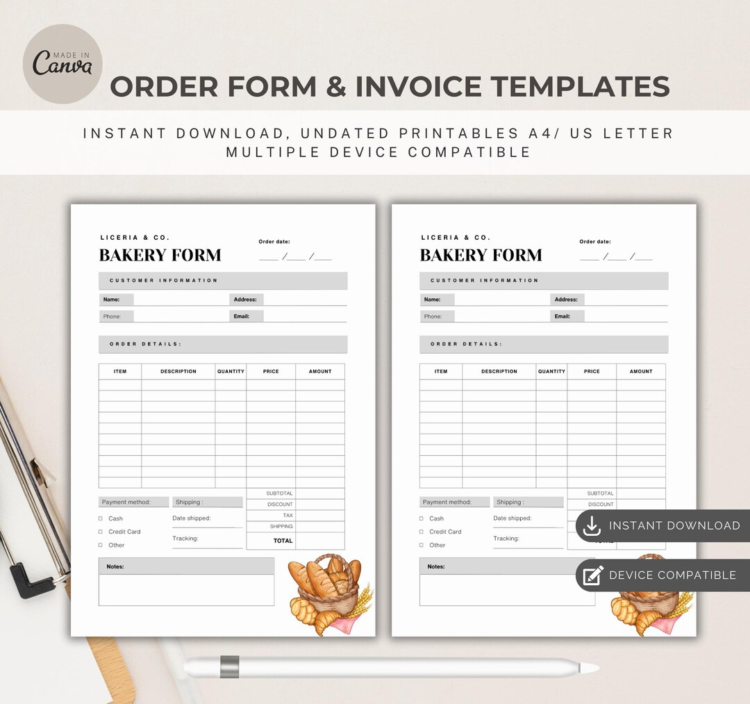Bakery Order Forms Templates, Printable Small Business Forms, Templates ...