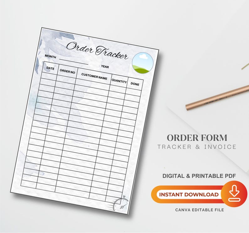 Order Forms and Tracker, Printable Small Business Forms, Templates ...
