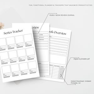 Printable Yearly Book Review Journal | Reading Log | Book Tracker ...