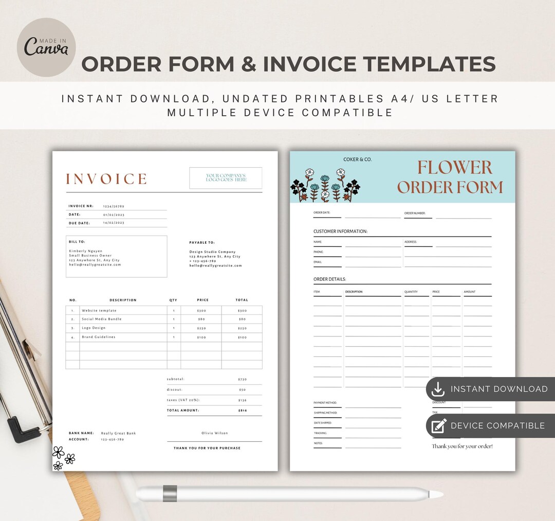 Order Forms Bundle, Printable Small Business Forms, Templates ...