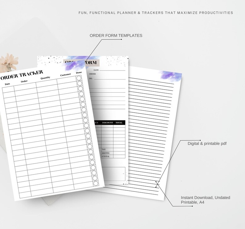 Order Tracker and Invoice Templates, Printable Small Business Forms ...