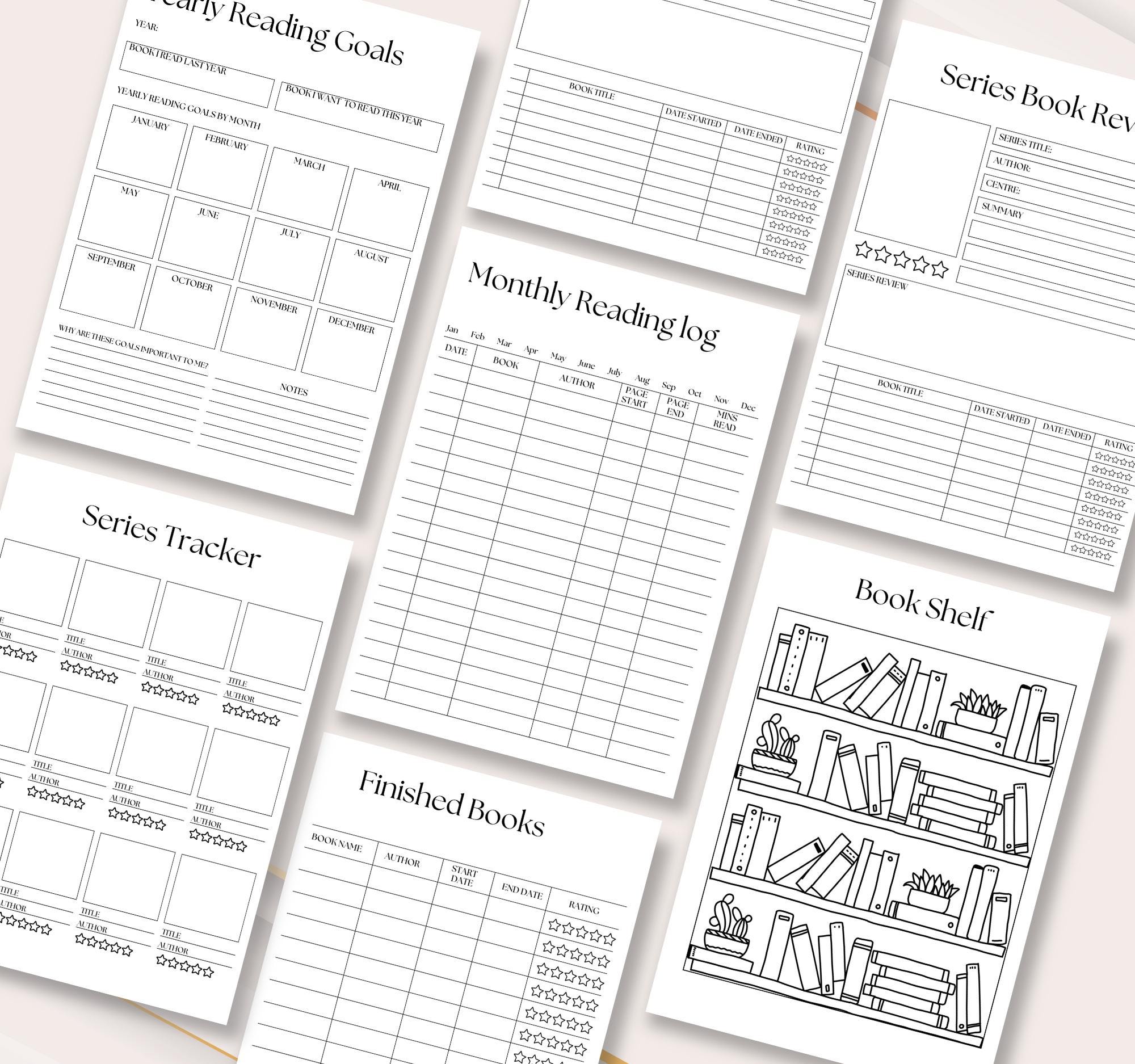 Printable Yearly Book Review Journal | Reading Log | Book Tracker ...