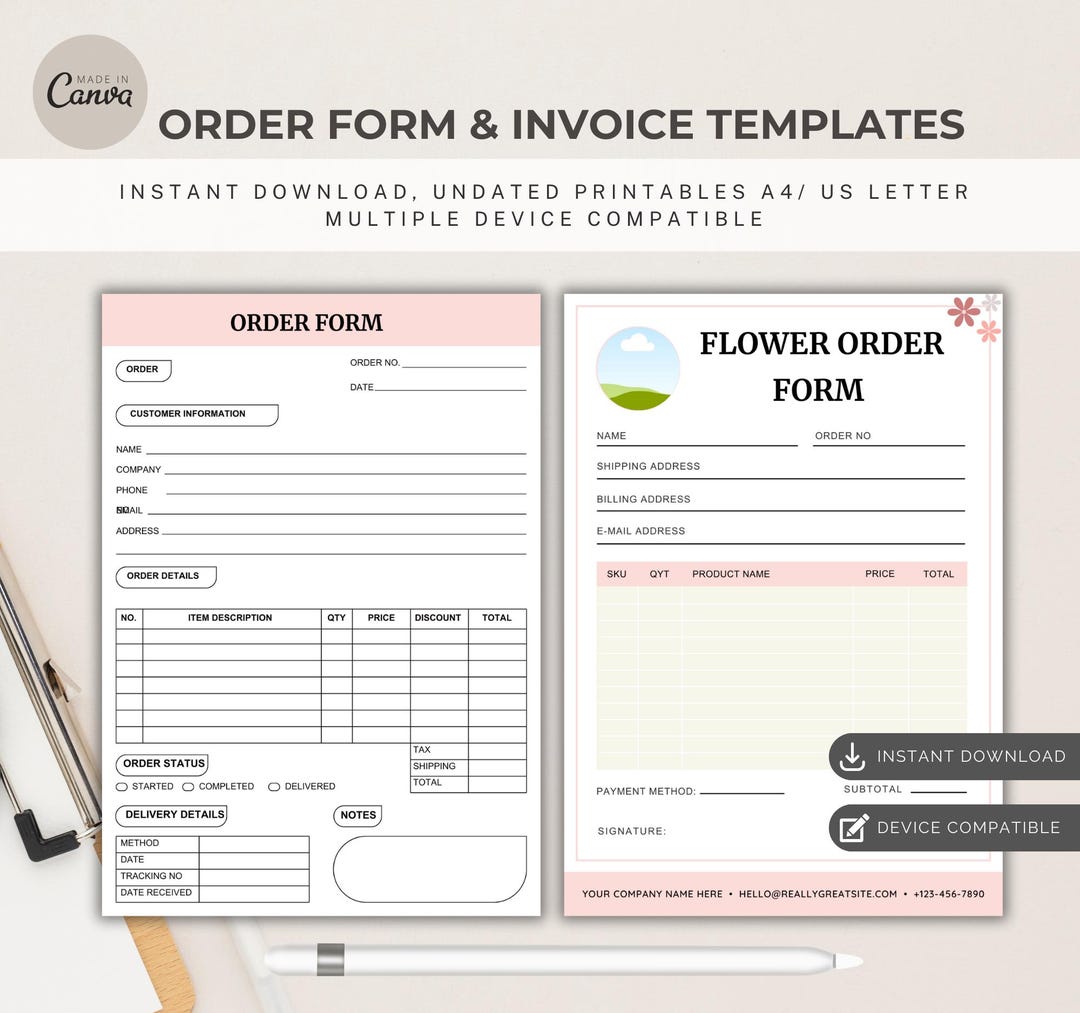 Aesthetic Order Form, Invoice Templates, Printable Small Business Forms ...