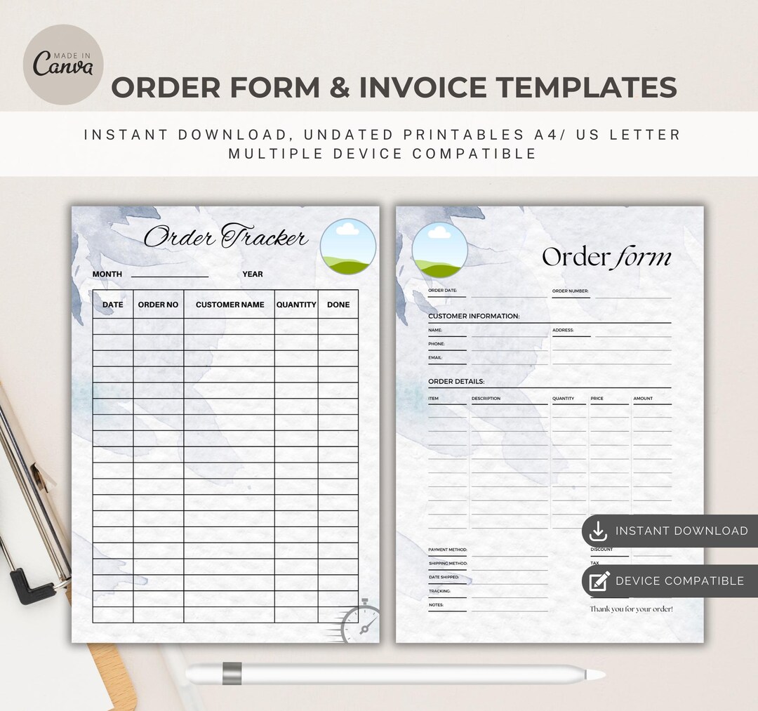 Order Forms and Tracker, Printable Small Business Forms, Templates ...