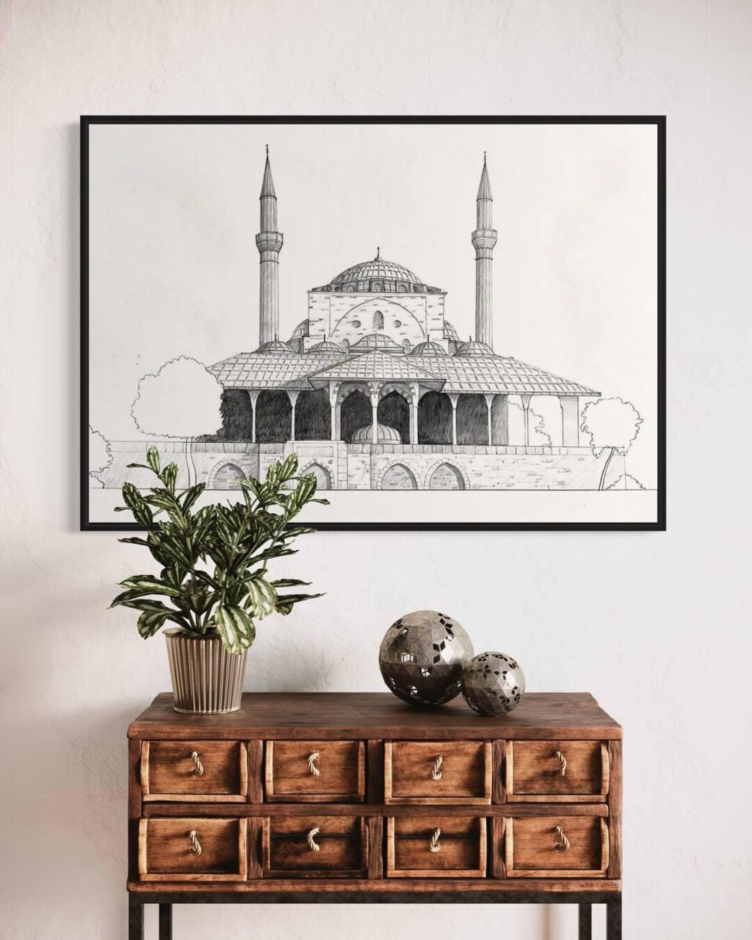 Mihrimah Sultan Mosque Original. Islamic Art. Mosque Drawing. Mosque ...
