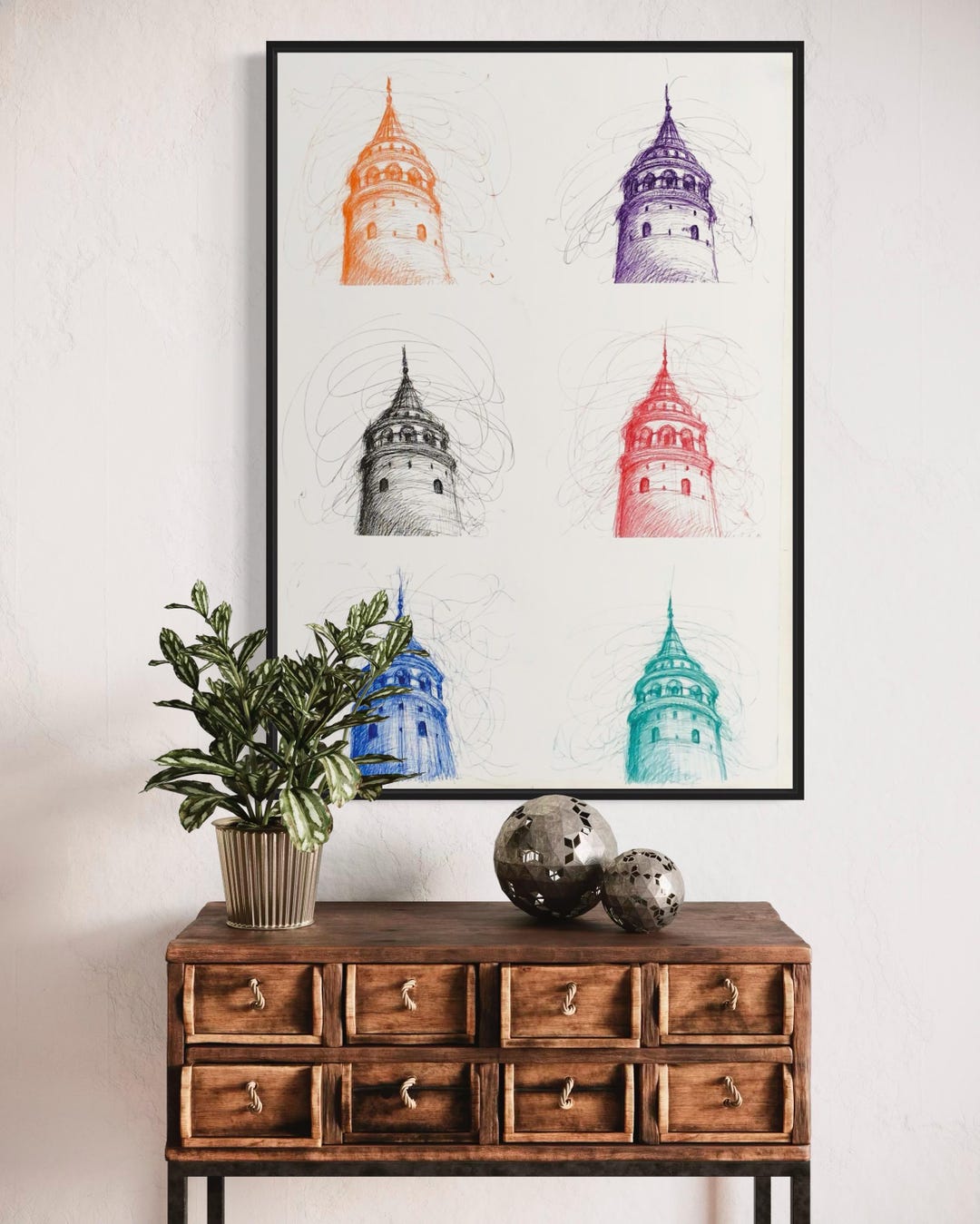 GALATA COLORS ORIGINAL. Galata Tower Painting. Galata Tower Art. Warhol ...
