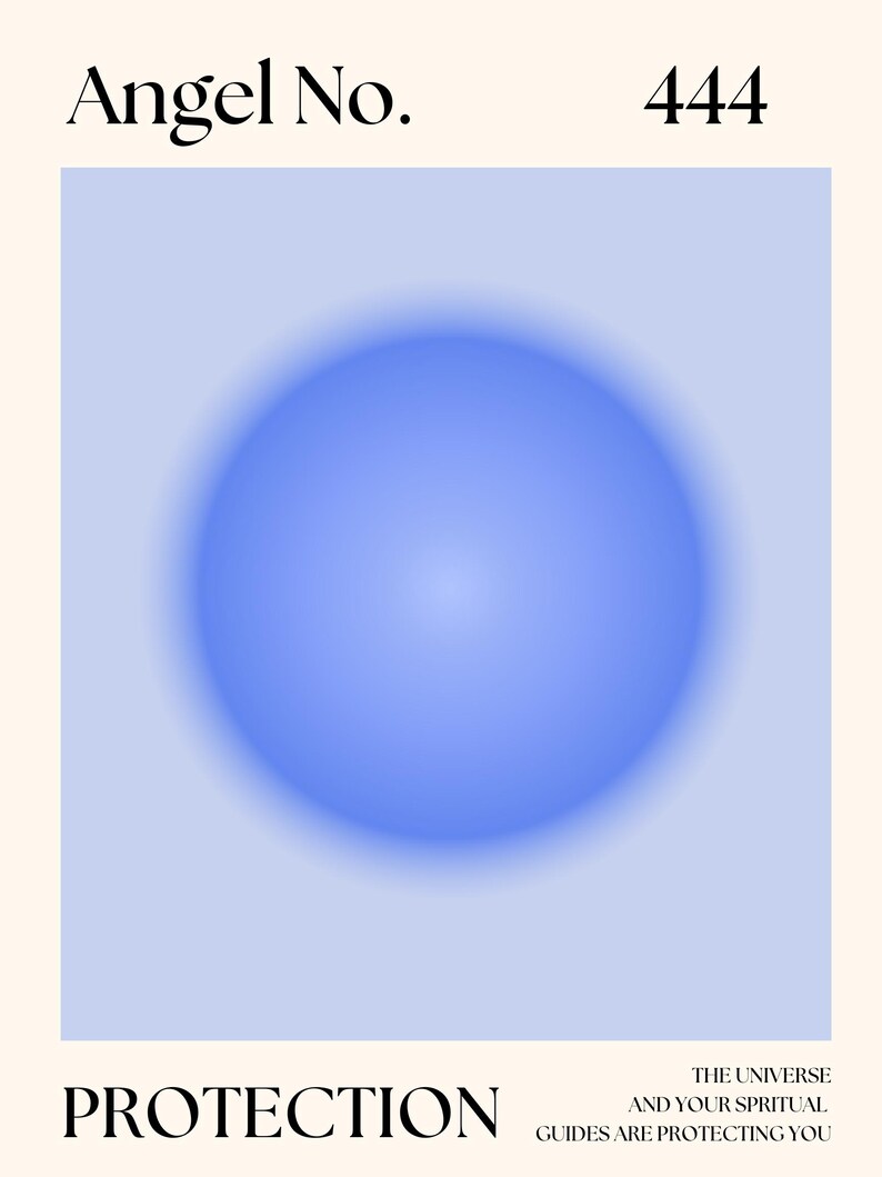 Wall Art Poster Angel Number Aura Poster Number 444 Protection Indico ...