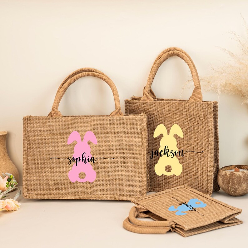 Custom Easter Basket Bag With Bunny,easter Basket Gift Bag,easter Bag ...