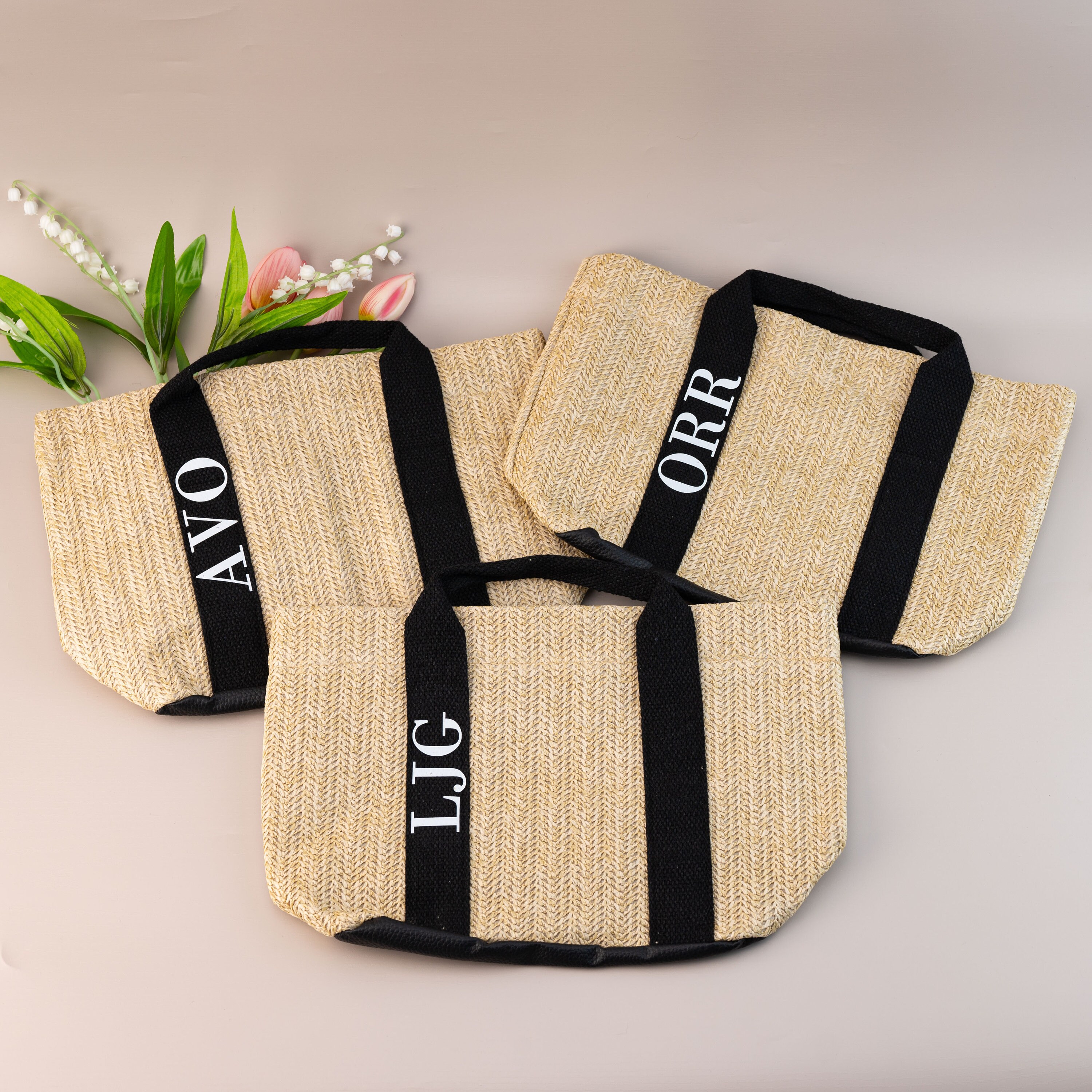 Custom Beach Bag With Name,straw Bag Tote,burlap Bag,bridesmaid Gifts ...