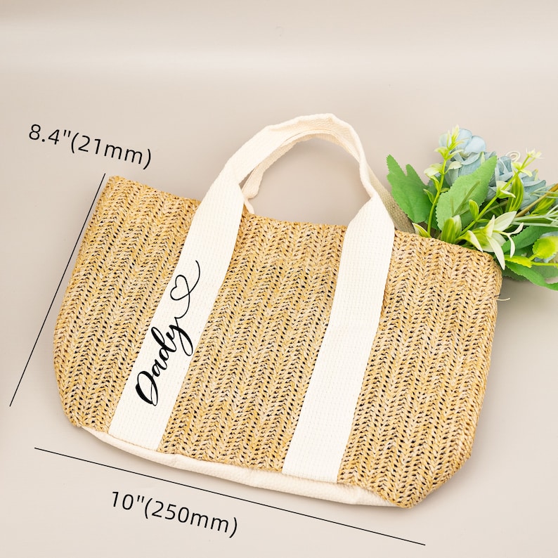 Custom Beach Bag With Name,straw Bag Tote,burlap Bag,bridesmaid Gifts ...