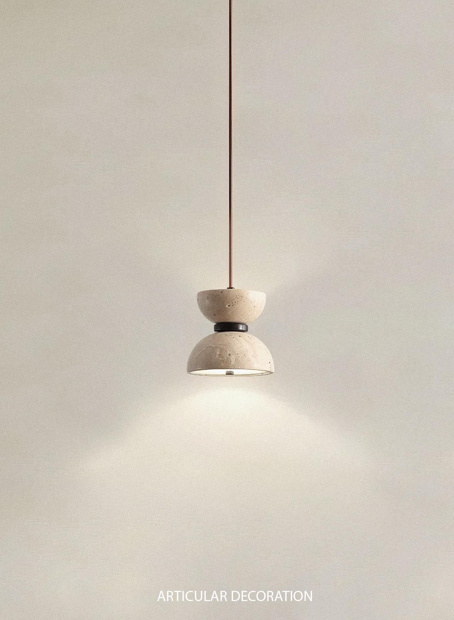 Natural Stone Pendant Lamp, Ceiling Lighting, Art Deco Lighting, Led ...