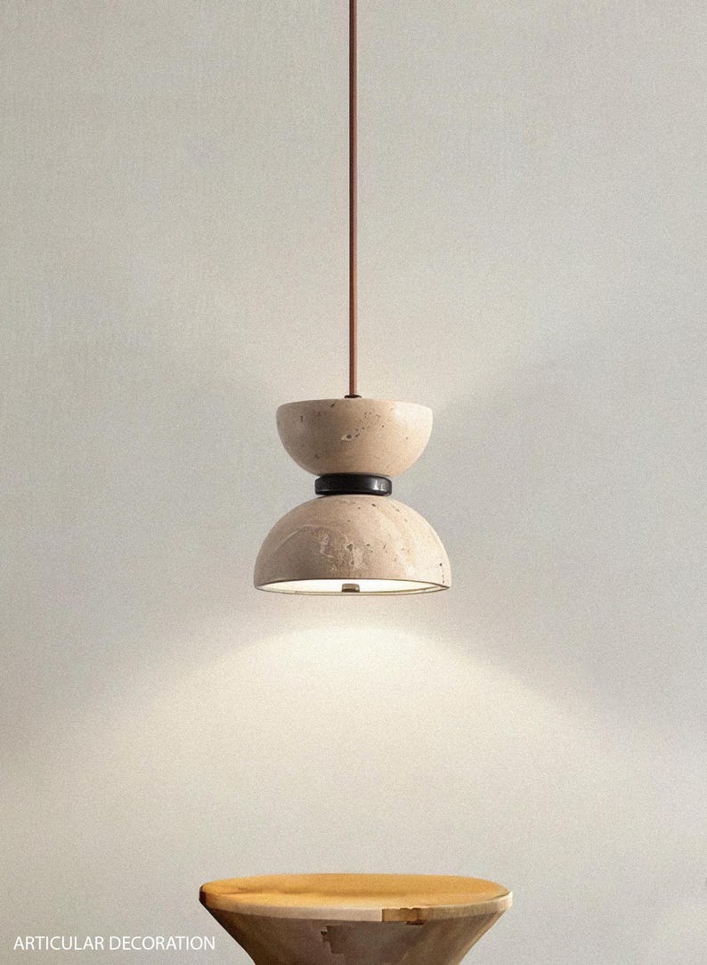 Natural Stone Pendant Lamp, Ceiling Lighting, Art Deco Lighting, Led ...