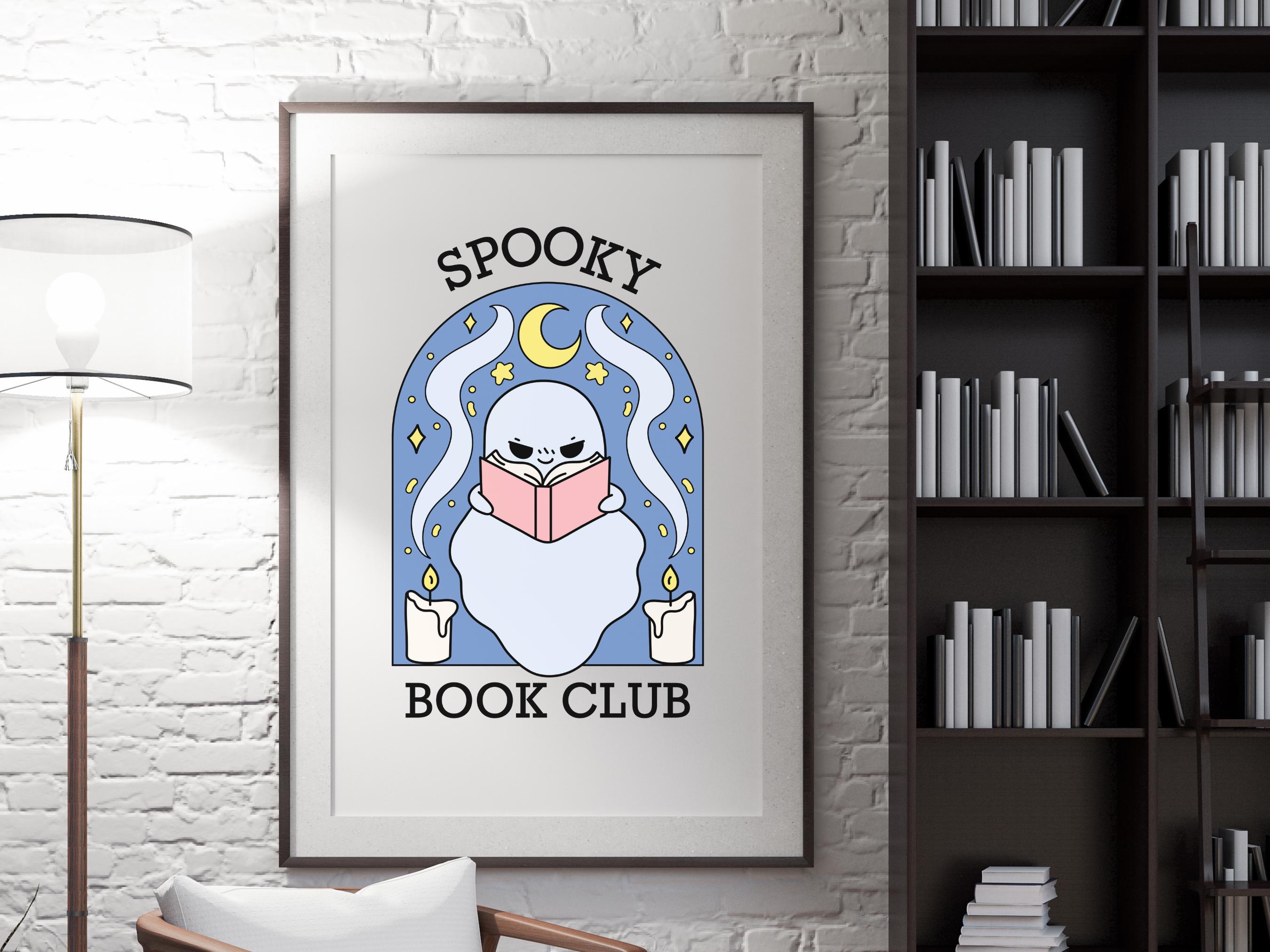 Spooky Book Club SVG Cute Angry Ghost Reading PNG Halloween Ghost ...