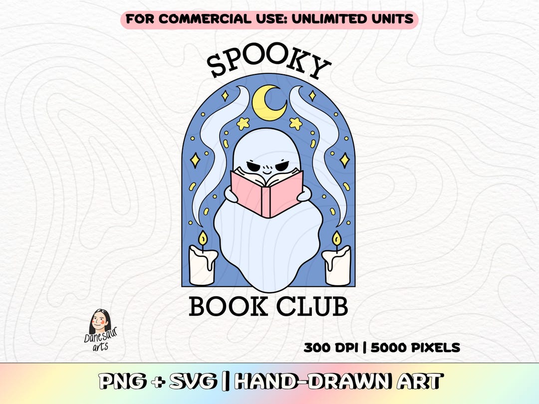 Spooky Book Club SVG Cute Angry Ghost Reading PNG Halloween Ghost ...