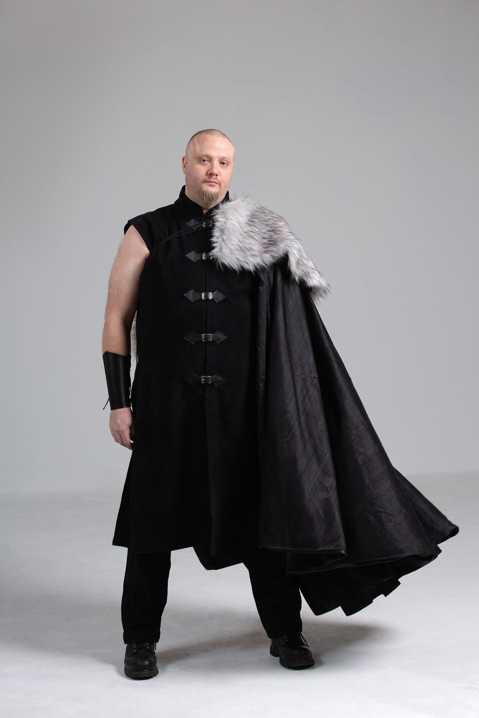 Faux Fur and Silk Mantle Cape Costume Grey and Black Renaissance ( 12 ...