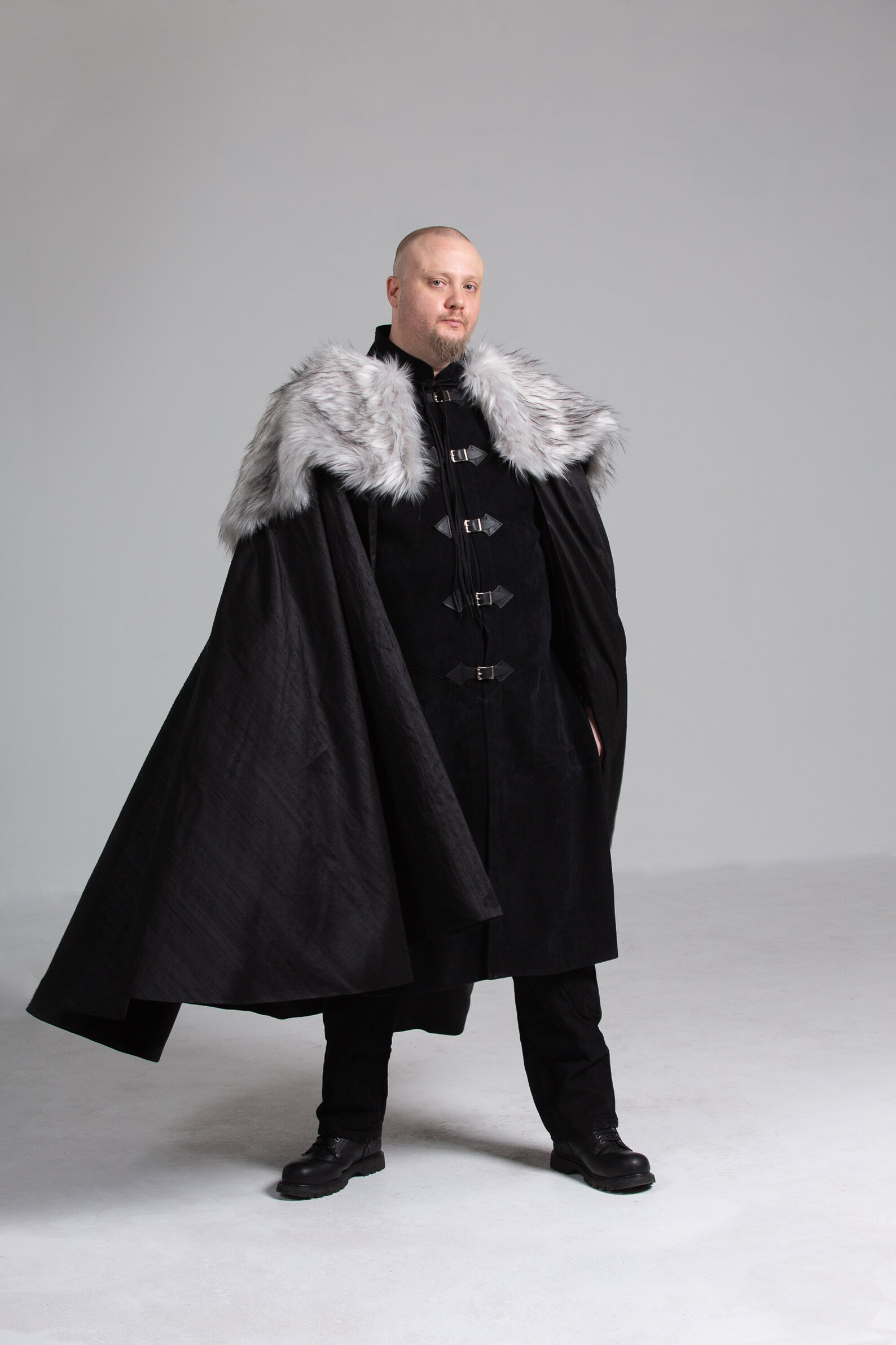Faux Fur and Silk Mantle Cape Costume Grey and Black Renaissance ( 12 ...