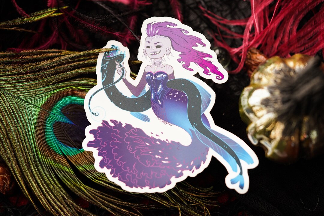 Goth Mermaid Sticker Eel Ursula Witchy Deep Sea Oilslick - Etsy