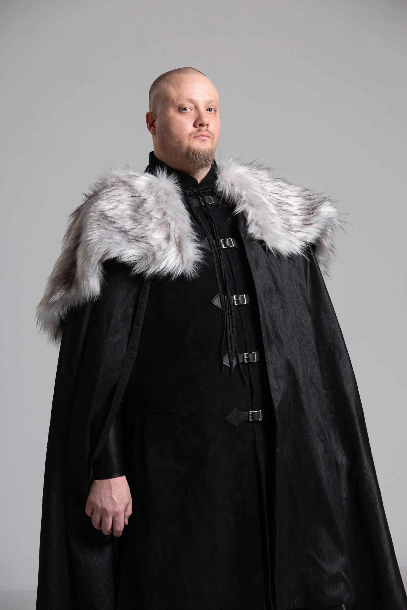 Faux Fur and Silk Mantle Cape Costume Grey and Black Renaissance ( 12 ...