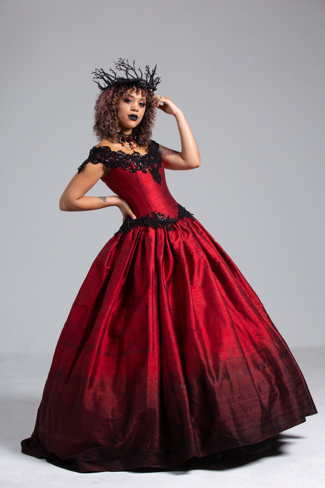 Red Black Ombre Wedding Dress Fae Queen Mab Fairy Costume Alternative ...