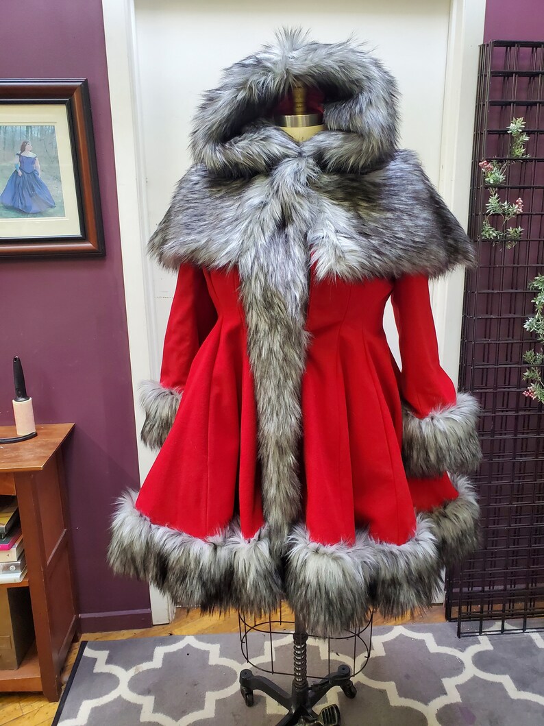 Red Wool Coat Winter Wonderland Big Bad Wolf Custom Jacket - Etsy