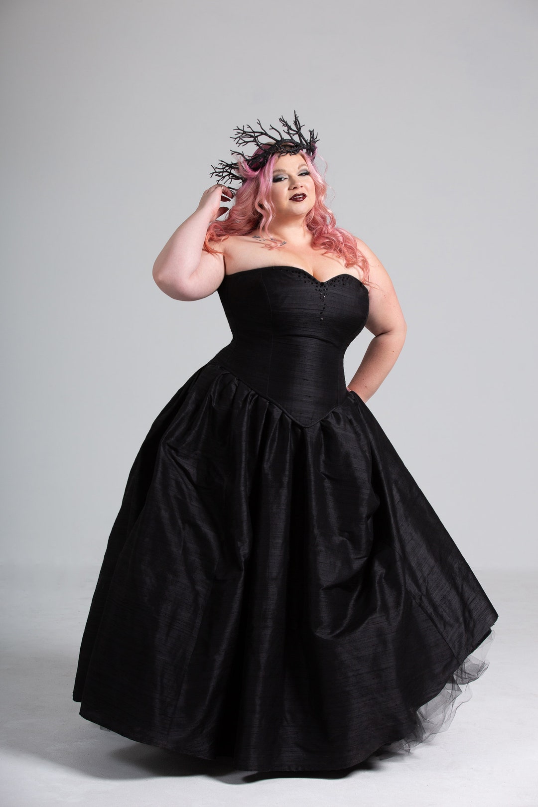 Gothic Black Princess Wedding Dress Fae Queen Mab Plus Size Alternative ...