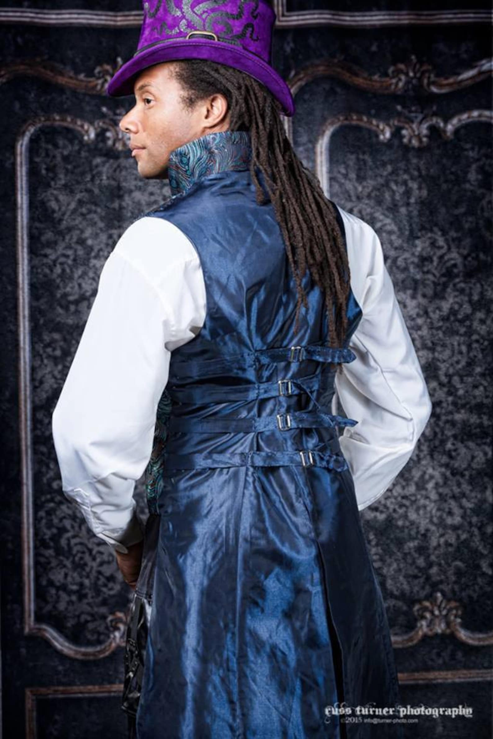 Goth Steampunk Vest With Tails Mens Waistcoat Peacock Vest - Etsy