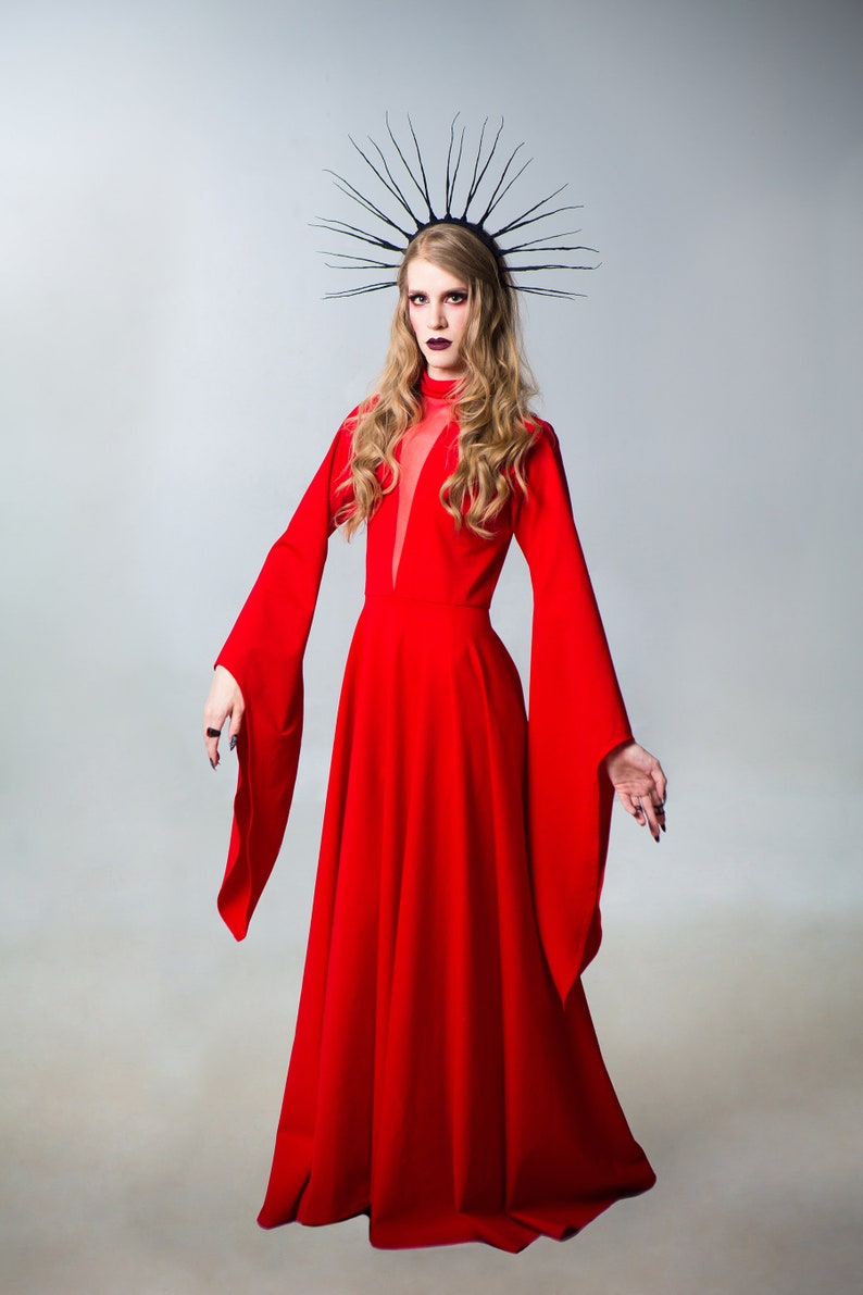 Pagan Goth Witchy Dress Deep V Neck Black Gothic Wedding Dress | Etsy