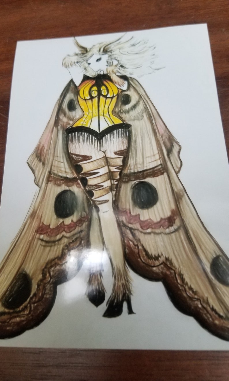 Moth Dress Art Print Gothic Home Decor Goth Fantasy Fashion - Etsy
