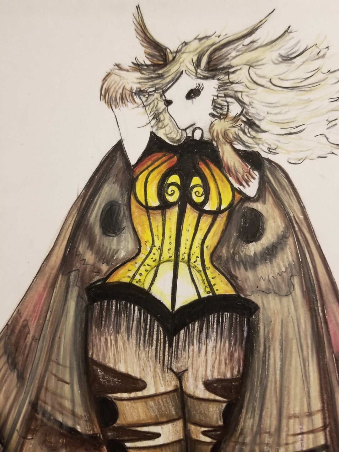 Moth Dress Art Print Gothic Home Decor Goth Fantasy Fashion ...