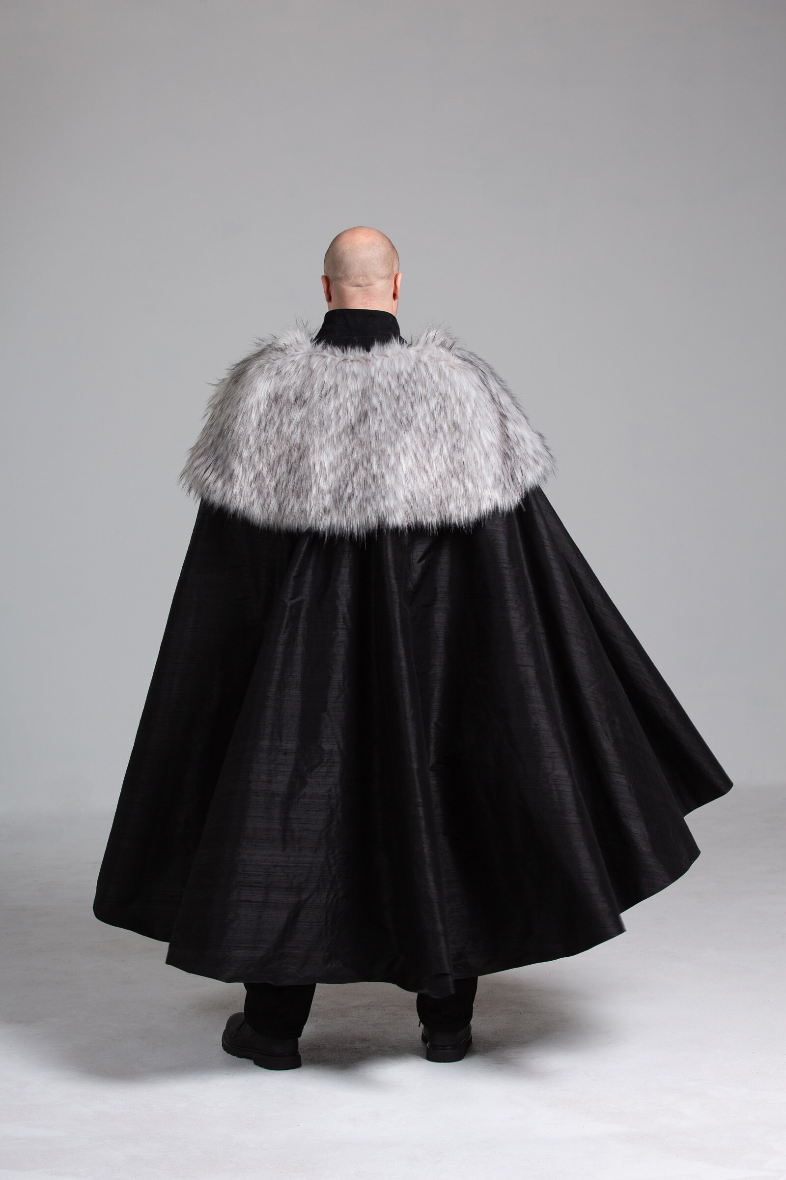 Faux Fur and Silk Mantle Cape Costume Grey and Black Renaissance ( 12 ...
