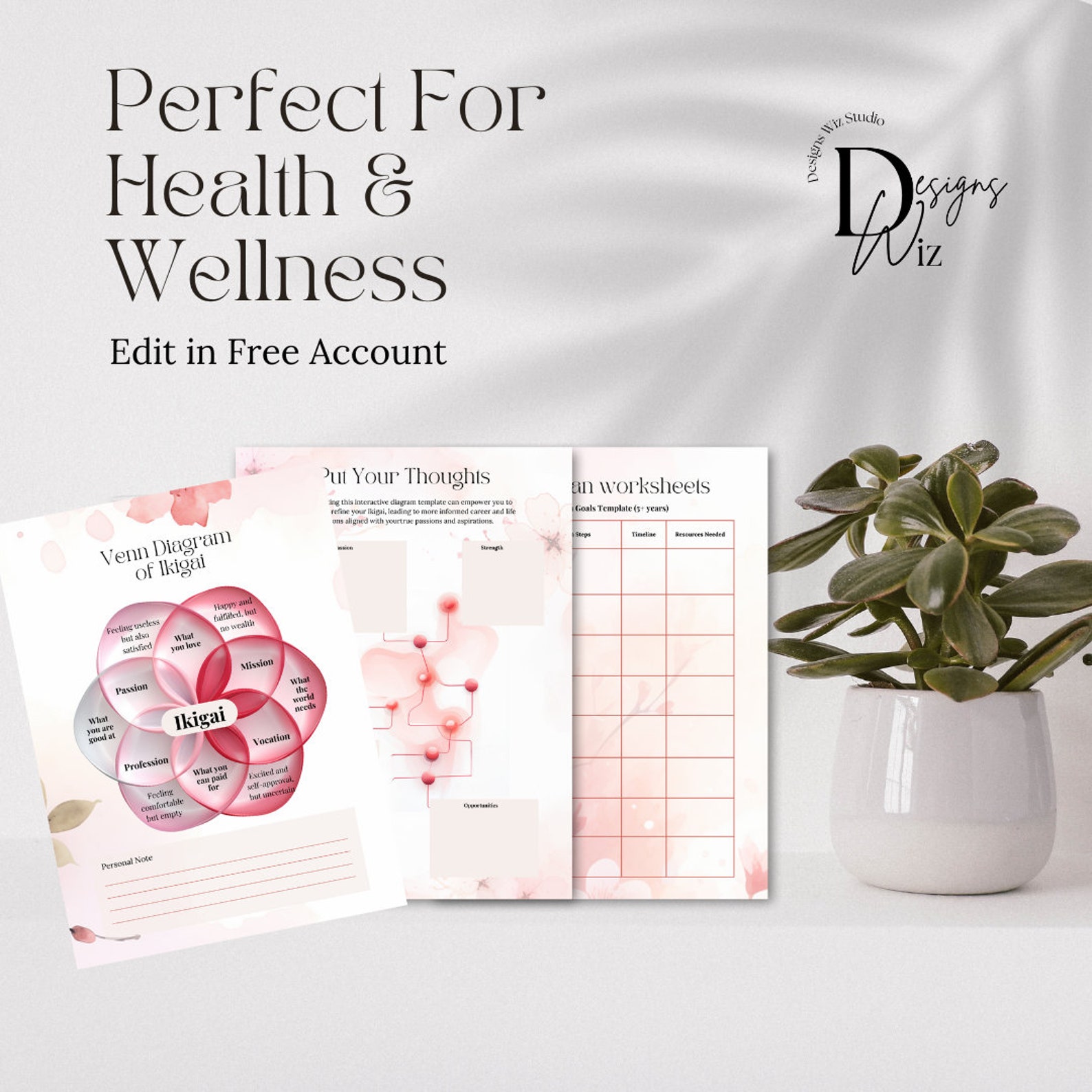Ikigai Workbook Template Coaching Worksheet Printable Worksheets Canva ...