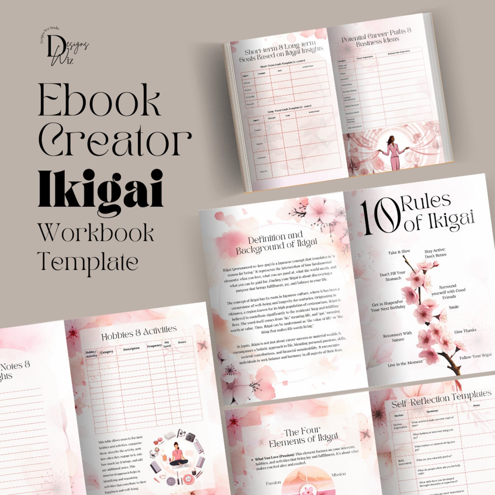 Ikigai Workbook Template Coaching Worksheet Printable Worksheets Canva ...
