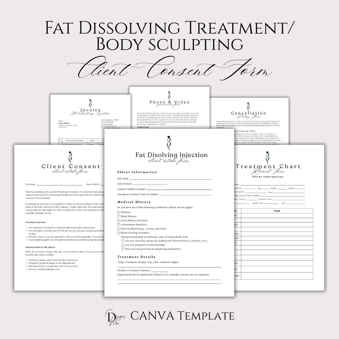 Fat Dissolving Form Client Intake Form Esthetician Templates Canva ...